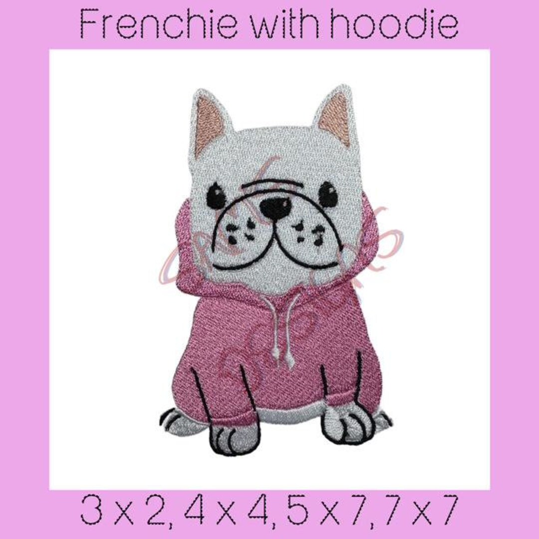 Frenchie With Hoodie Machine Embroidery File. Super Cute and Simple ...