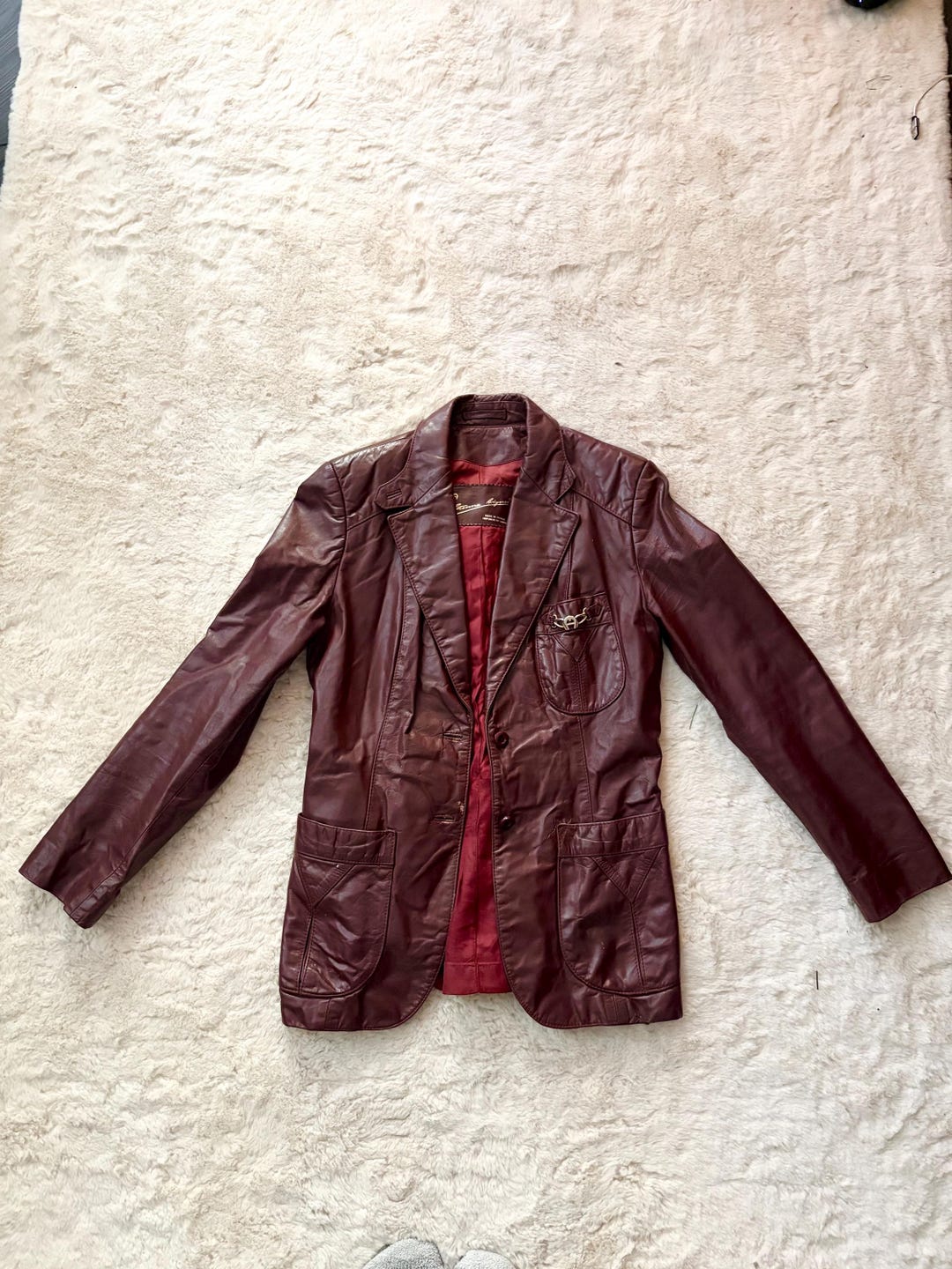 Vintage Etienne Aigner Burgundy Leather Jacket! - Etsy