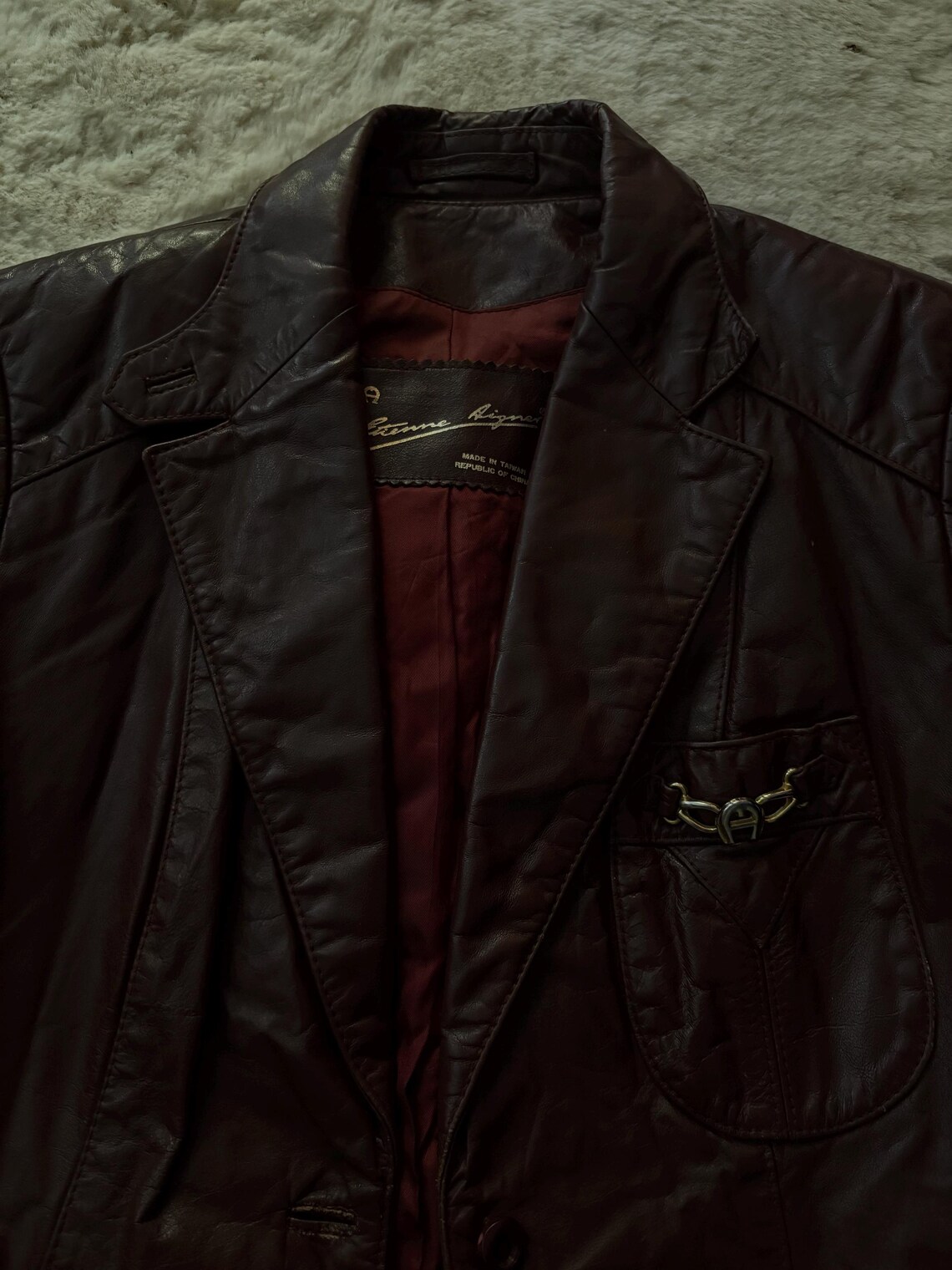 Vintage Etienne Aigner Burgundy Leather Jacket! - Etsy