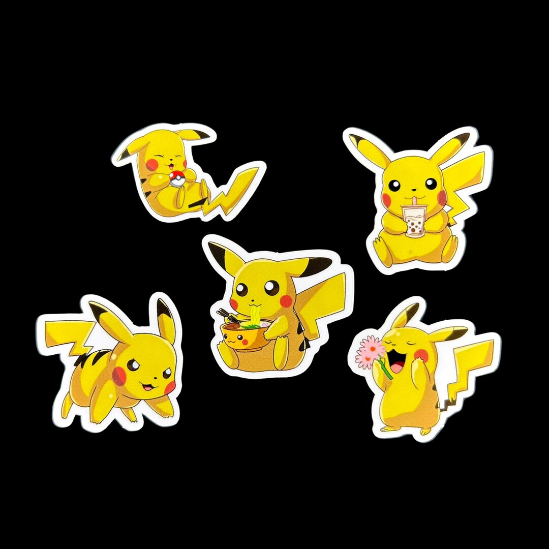 Pikachu Pokémon Sticker Set of 5 Pikachu Pokémon Die-cut Vinyl Sticker ...