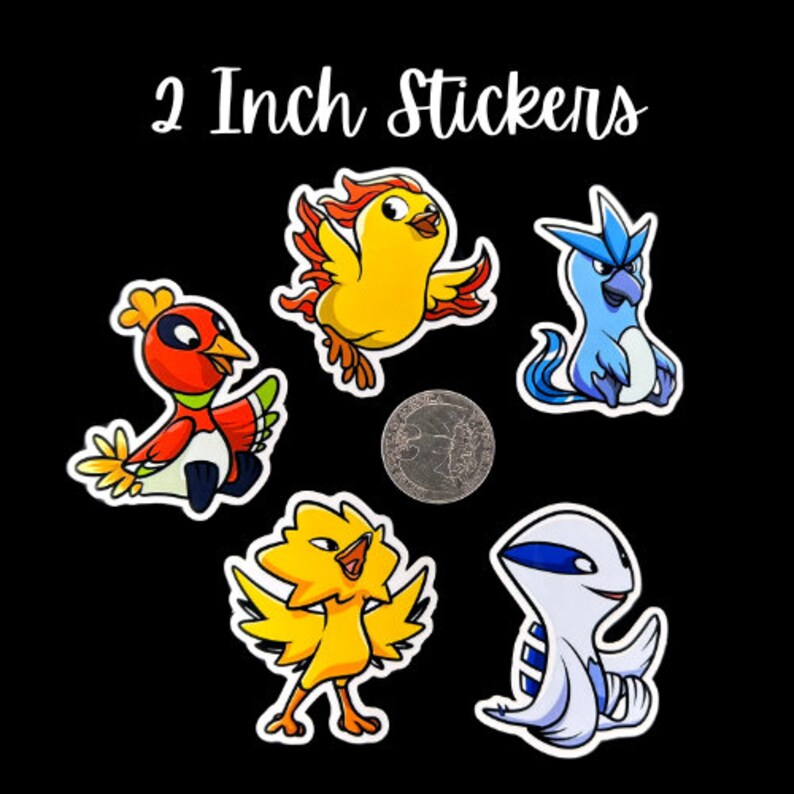 Baby Legendary Bird Pokémon Set of 5 Stickers Pokémon Sticker Bird ...