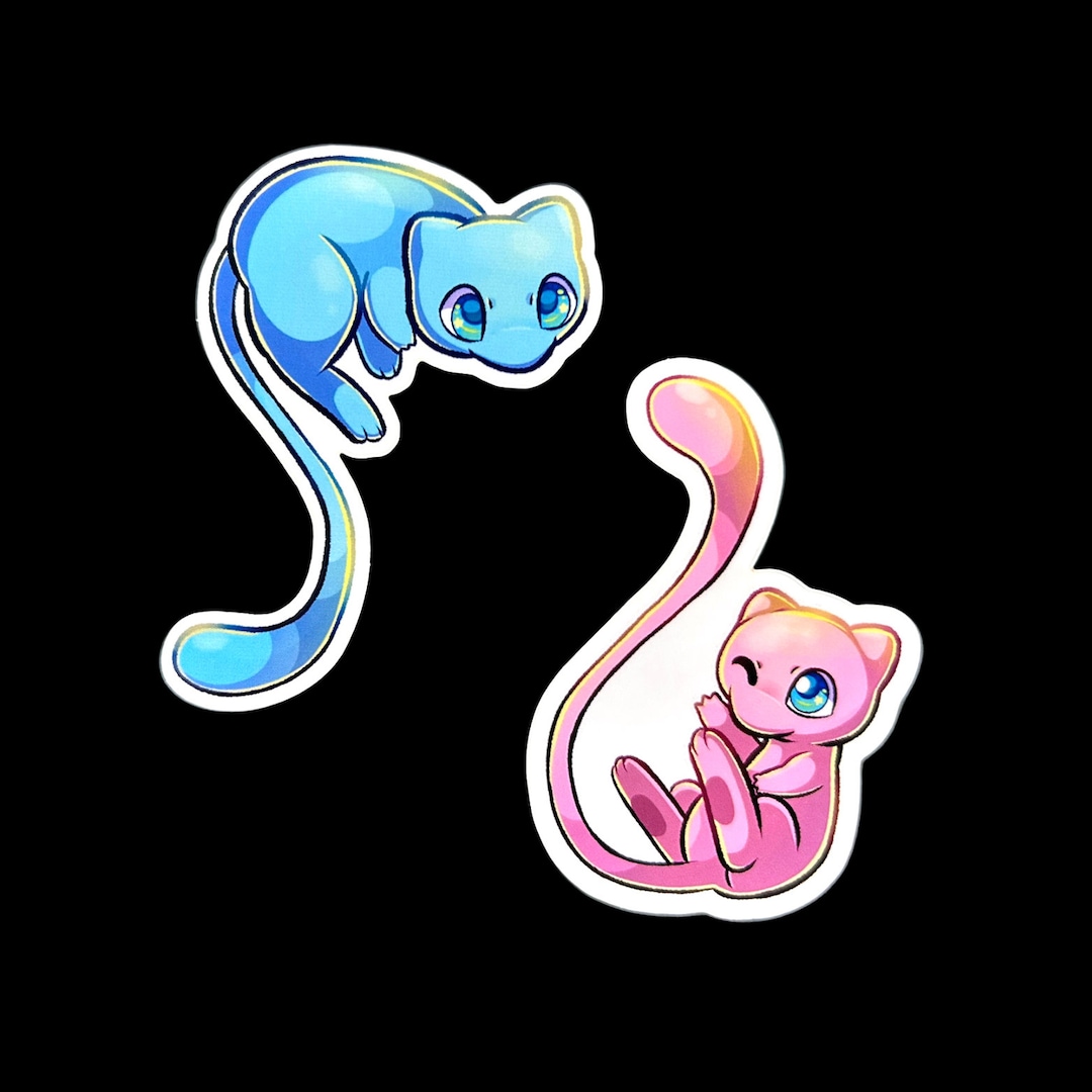 Mew and Shiny Mew Sticker Set of 2 Pokémon Sticker Pokémon Trendy Paper ...