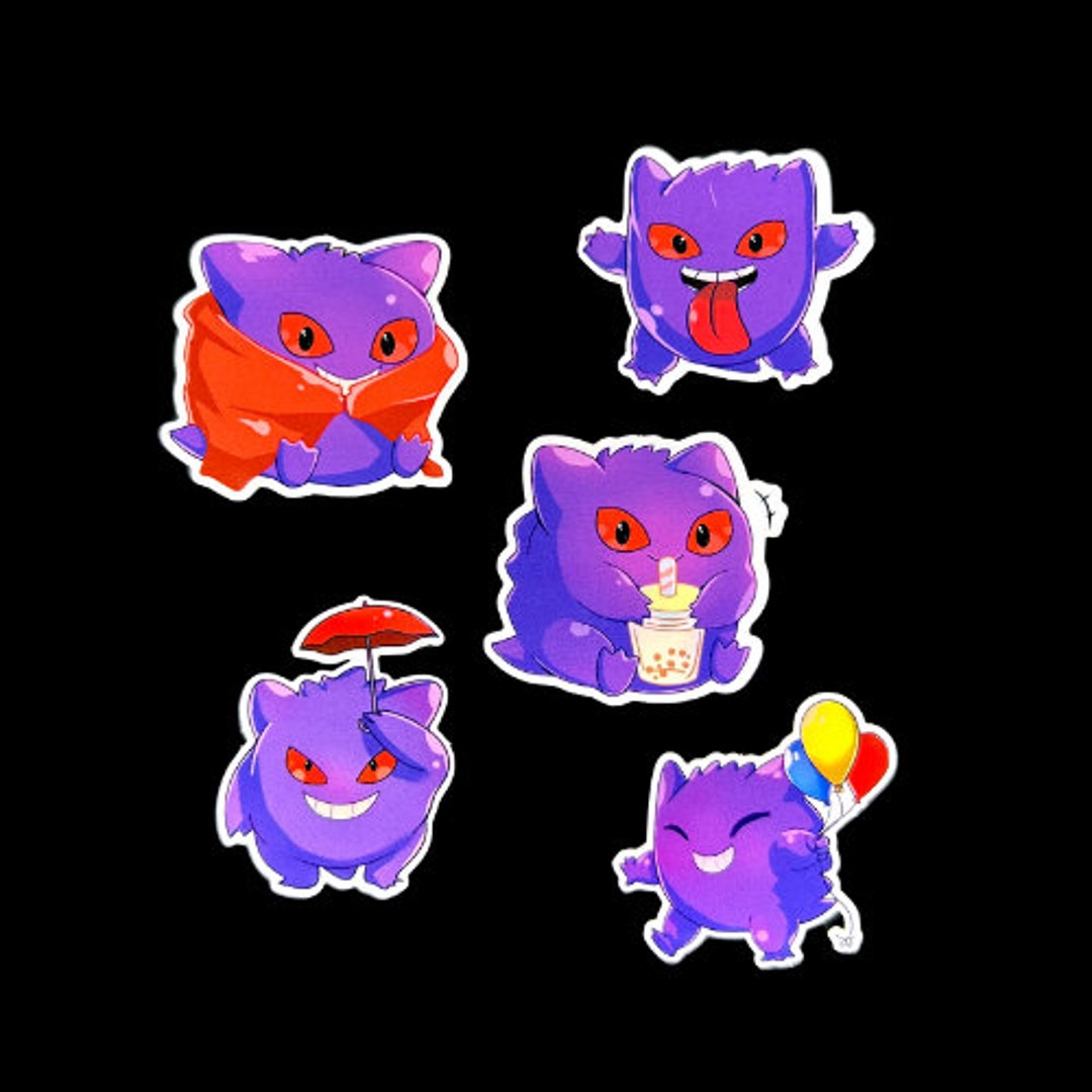 Gengar Pokémon Sticker Set of 5 Gengar Pokémon Die-cut Vinyl Sticker ...