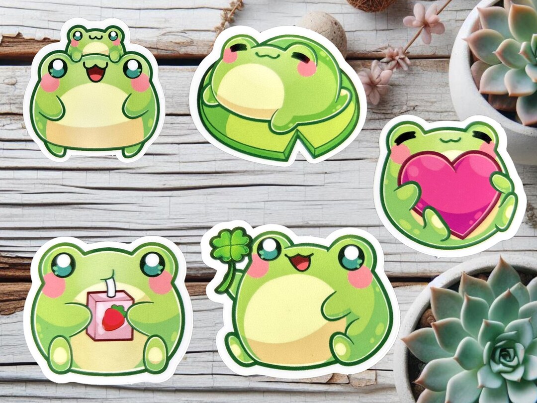 CUTE FROG STICKER Pack 1.5 Inch Vinyl Sticker Waterproof Frog Sticker ...