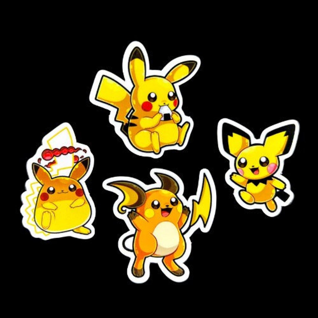 Pikachu Evolution Sticker Set of 4 Pichu, Pikachu, Raichu, Pikachu VMAX ...