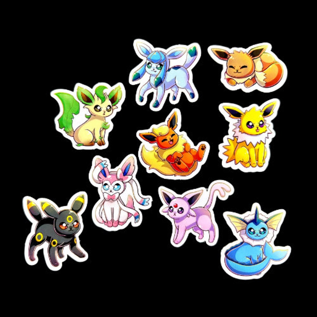 Eevee Evolution Set of 9 Flareon Die-cut Vinyl Sticker Full-color ...