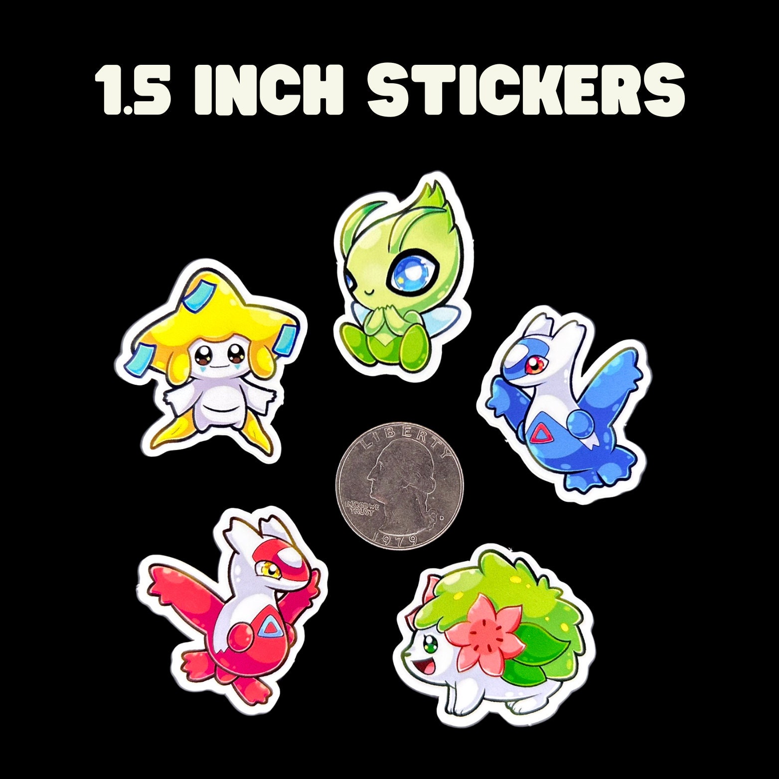 Legendary Pokémon Sticker Set of 5 Celebi Sticker Latias & Latios ...