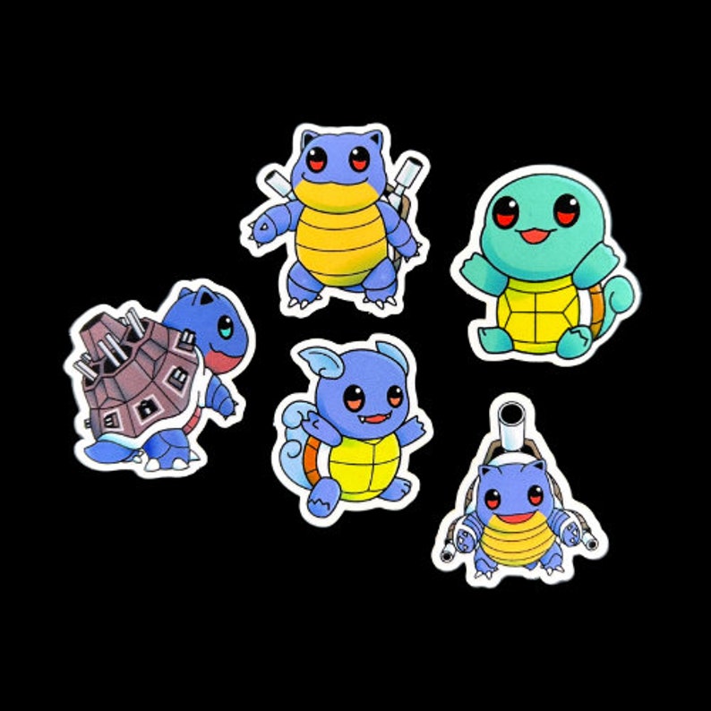 Squirtle Evolution Pokémon Sticker Set of 5 Squirtle, Wartortle ...