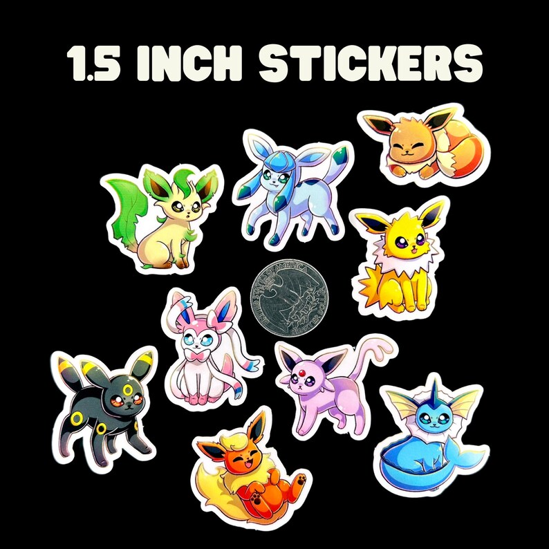 Eevee Evolution Set of 9 Flareon Die-cut Vinyl Sticker Full-color ...