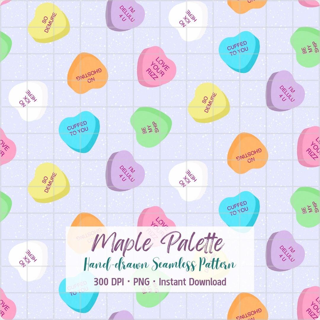 Conversation Heart Seamless Pattern: Valentine's Day Candy Design ...