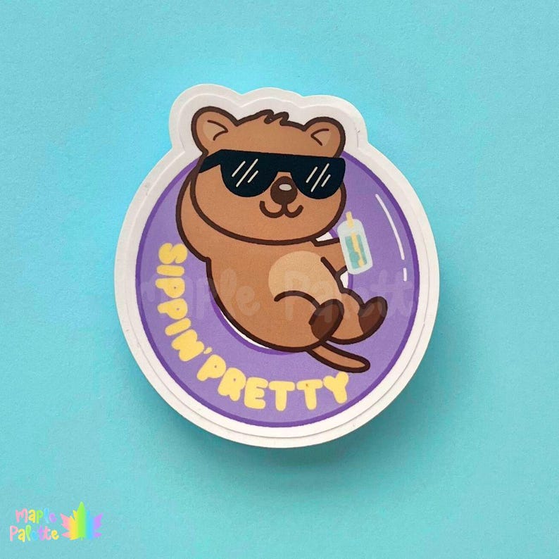 Kawaii Quokka Sticker: Sippin' Pretty Decal - Etsy