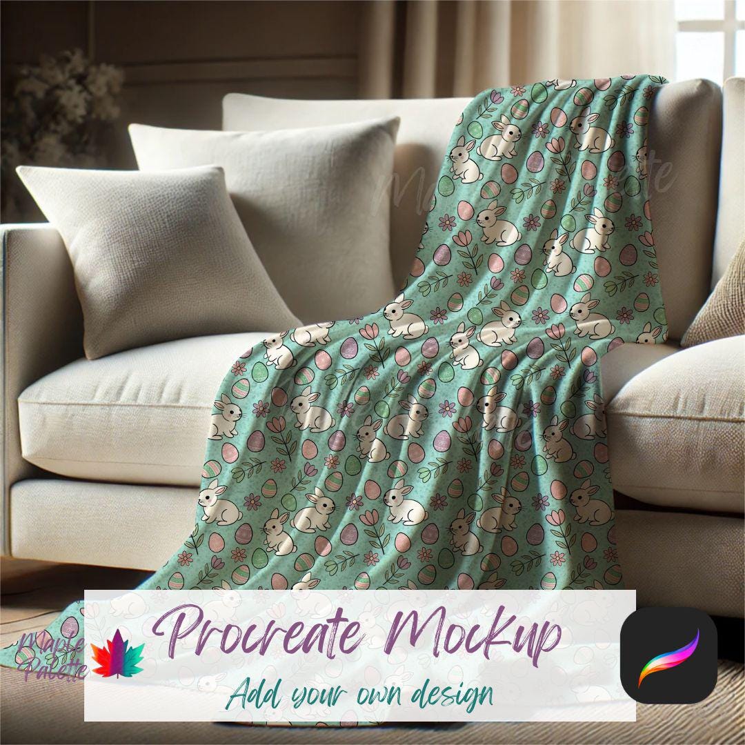 Procreate Blanket Mockup Template, Add Your Seamless Pattern Design ...