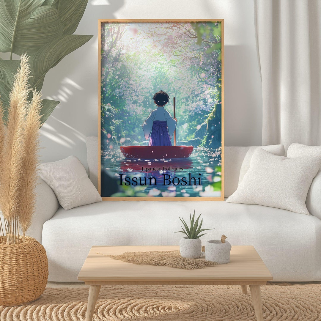 Issun Boshi Digital Art Poster, Japanese Folktale Wall Art, Japan ...