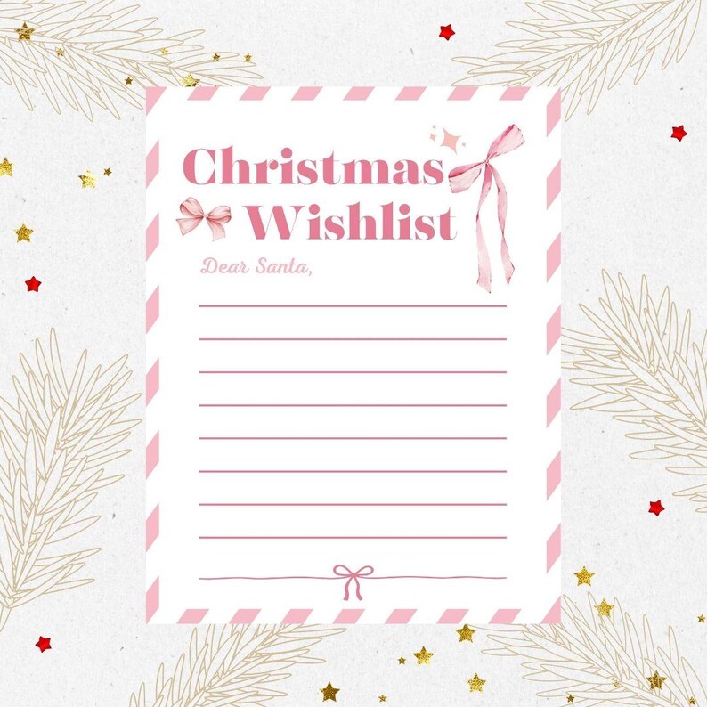 Chic Printable Christmas Wishlist | Cute & Coquette Letter to Santa ...