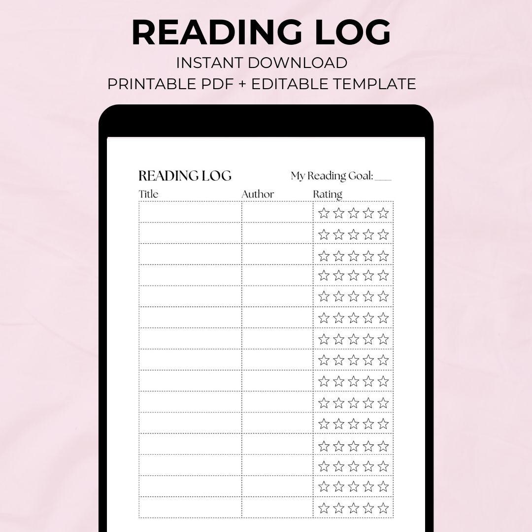 Reading Log Template | Minimalist Book Tracker | Book Review | Reading ...