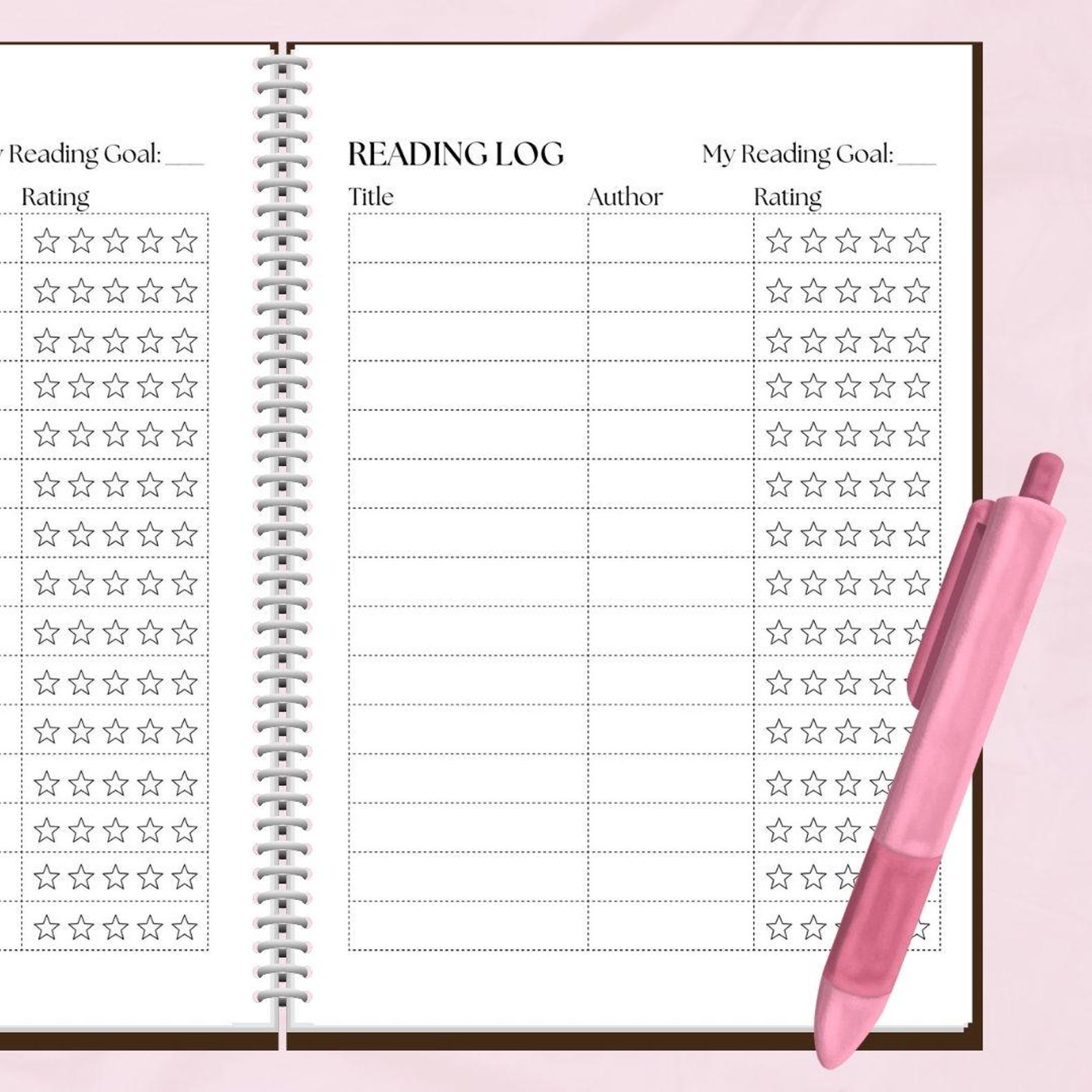 Reading Log Template | Minimalist Book Tracker | Book Review | Reading ...