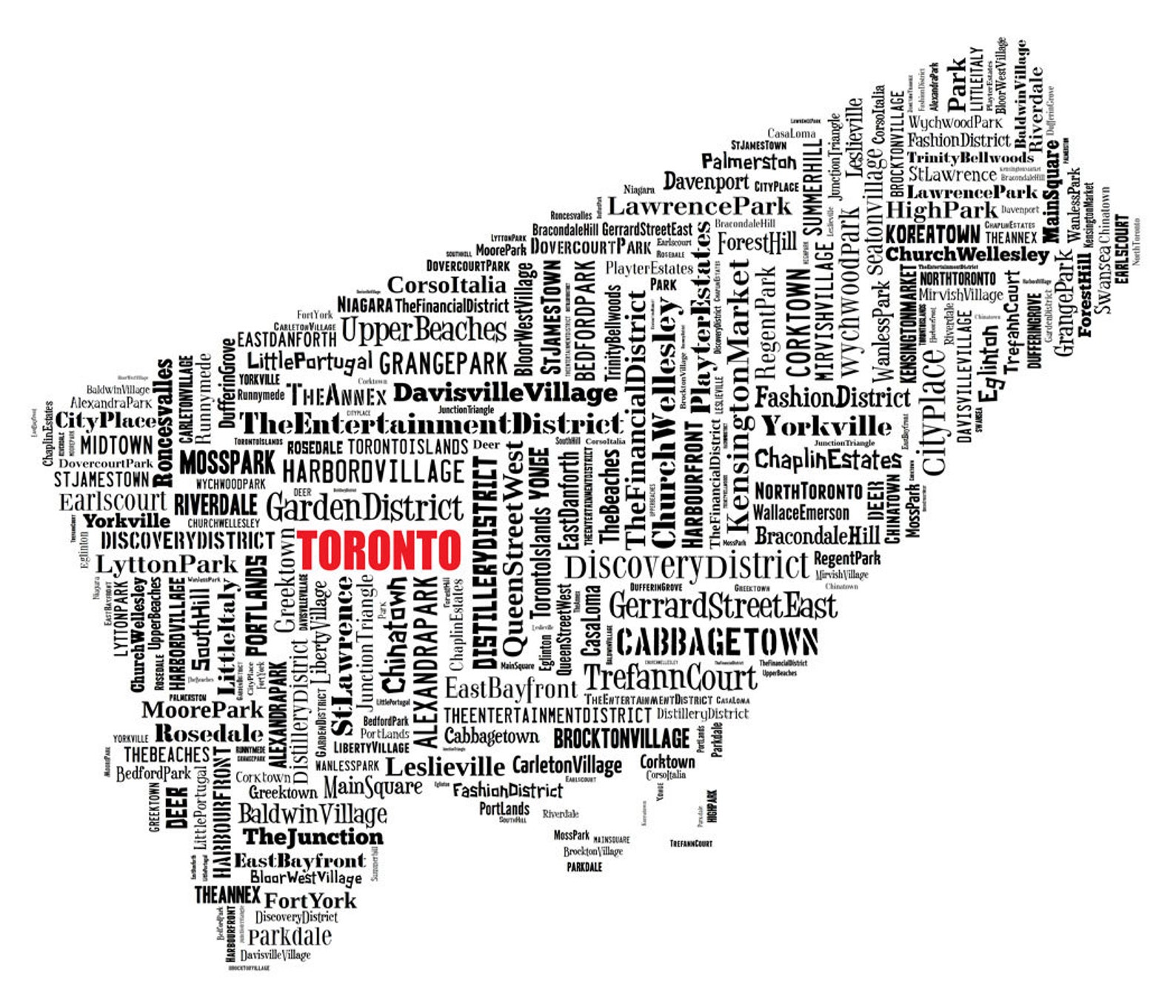 Toronto Map Typography Map Poster Print - Etsy