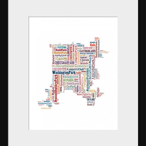 Denver Map Color Typography Color Map Poster Print | Etsy