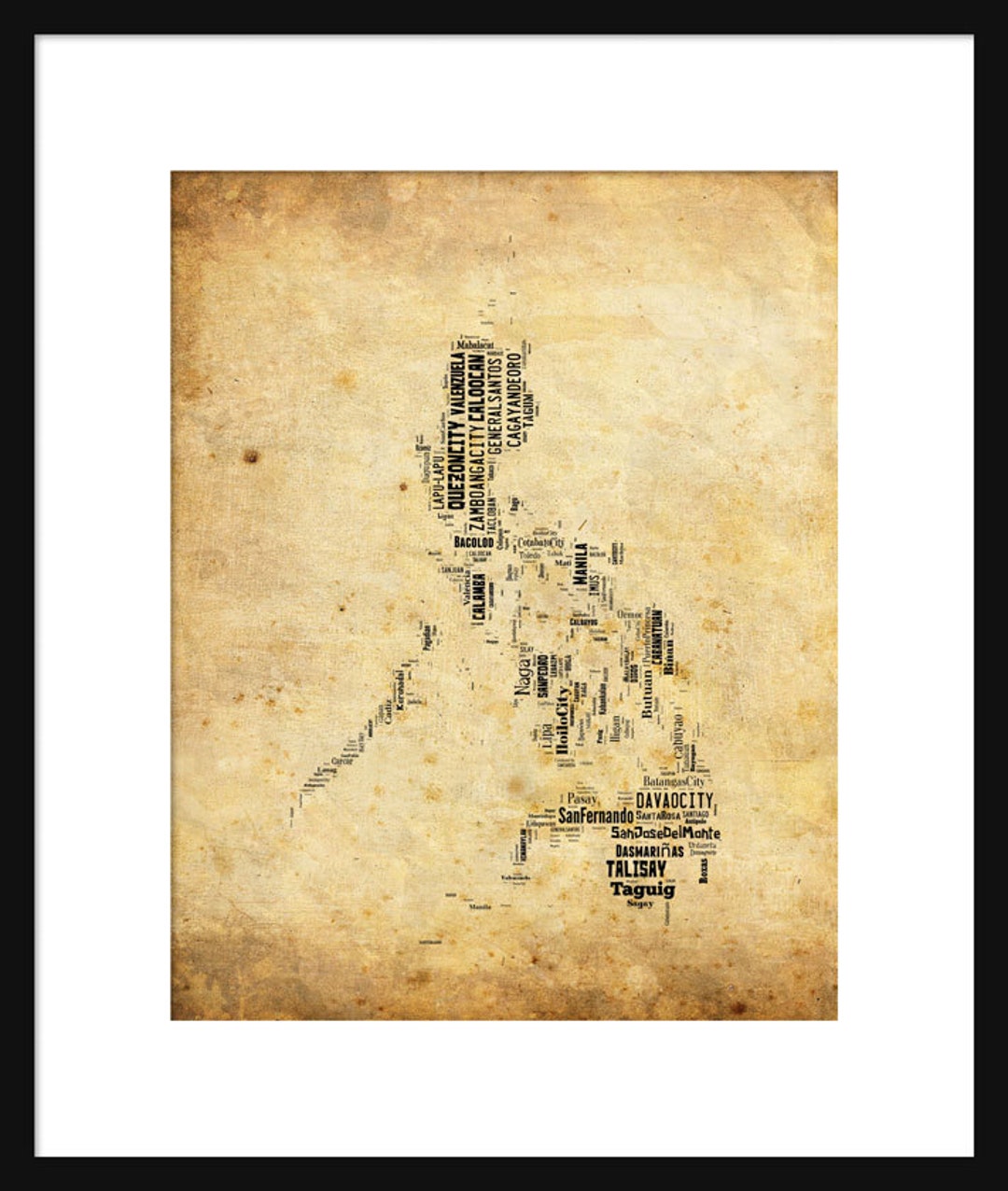 Philippines Map Typography Map Poster Print Text Map Grunge - Etsy