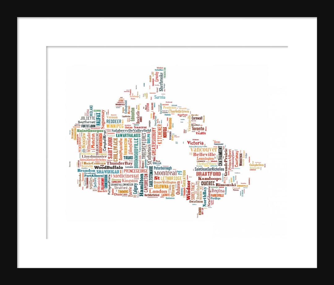 Canada Map Typography Map Color Poster Print Text Map - Etsy Canada