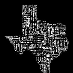 Texas Typography Map Poster Print - Etsy