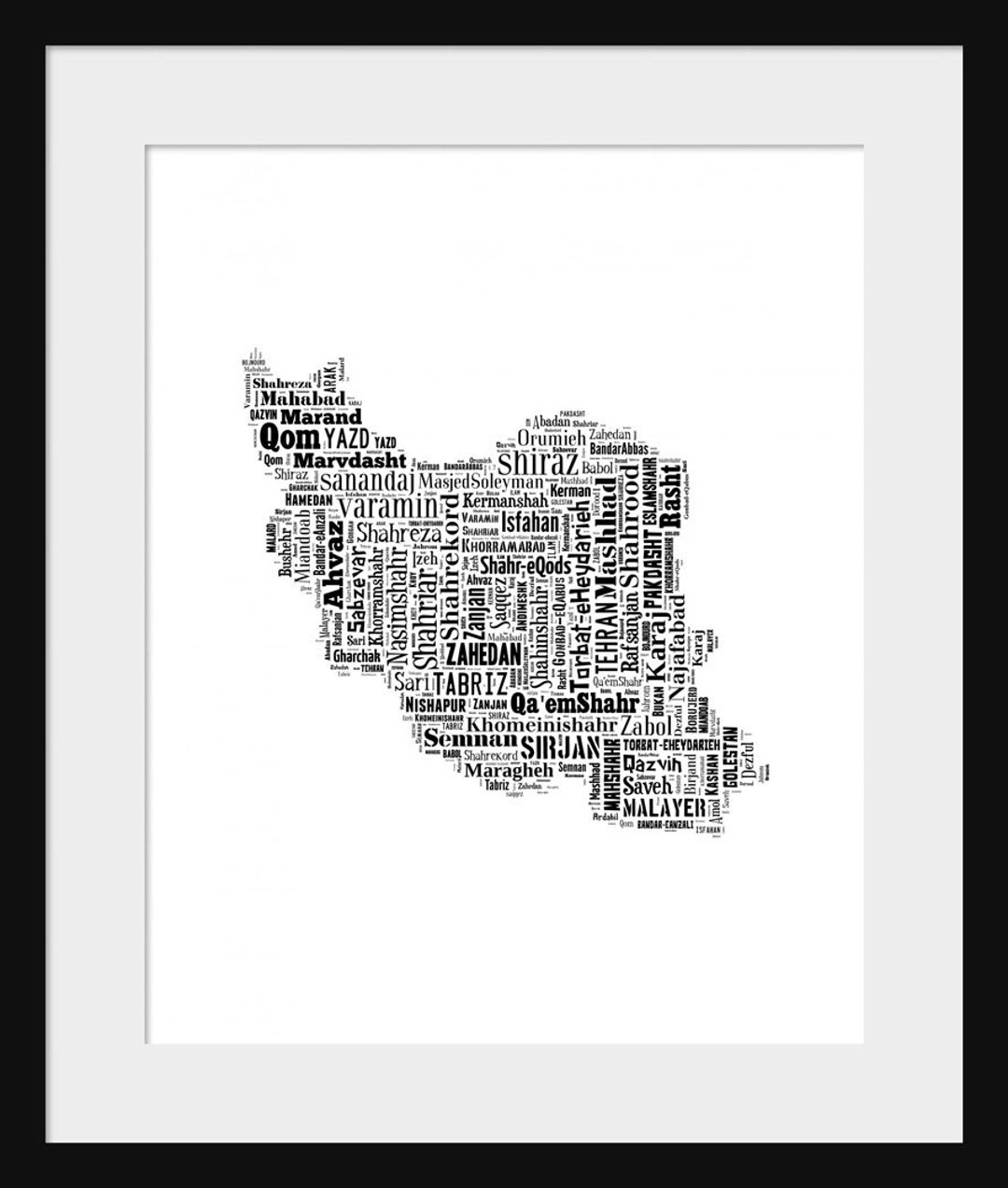 Iran Map Typography Color Map Poster Print - Etsy