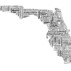 Florida Typography Map Poster Print Tyographical Map - Etsy
