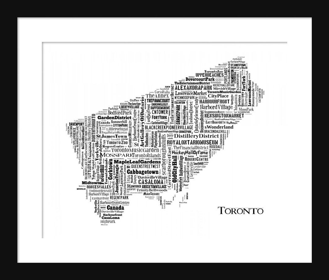Toronto Map Typography 2 Map Poster Print - Etsy
