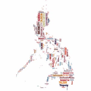 Philippines Map Typography Color Map Poster Print Text Map - Etsy