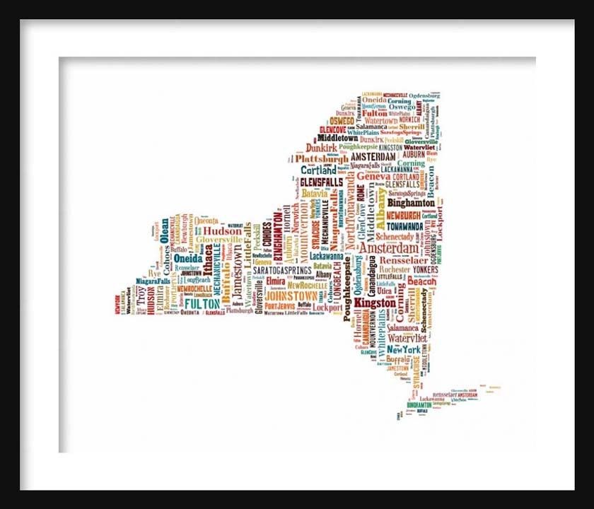 New York Typography Color Map Poster Print - Etsy