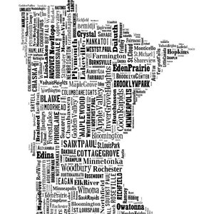 Minnesota State Map Typography Map Poster Print Text Map - Etsy