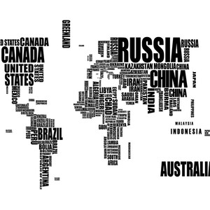 World Map Typographical Map Text Map - Etsy