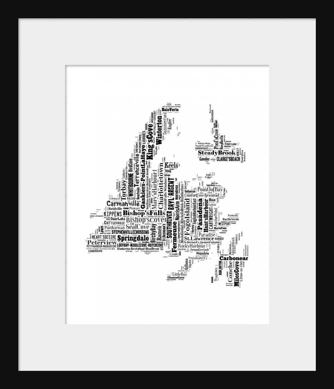 Newfoundland Labrador Map Typography Map Poster Print Tyographical Map ...