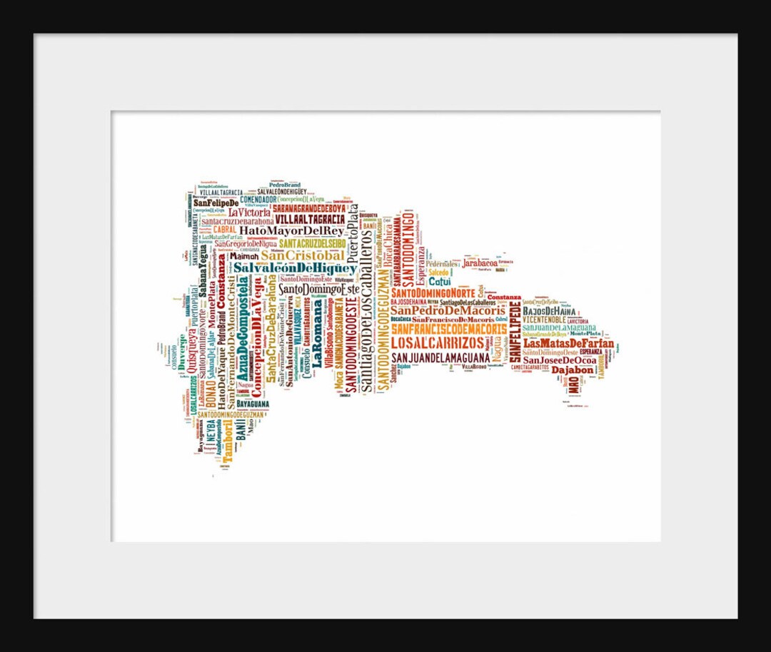 Dominican Republic Map Typography Color Map Poster Print Text Map - Etsy