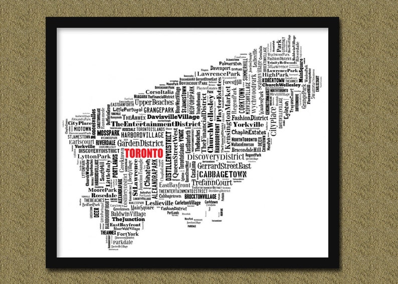 Toronto Map Typography Map Poster Print - Etsy