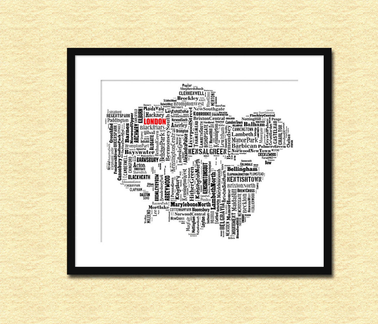 London Map Typography Map Typographical Poster Print - Etsy