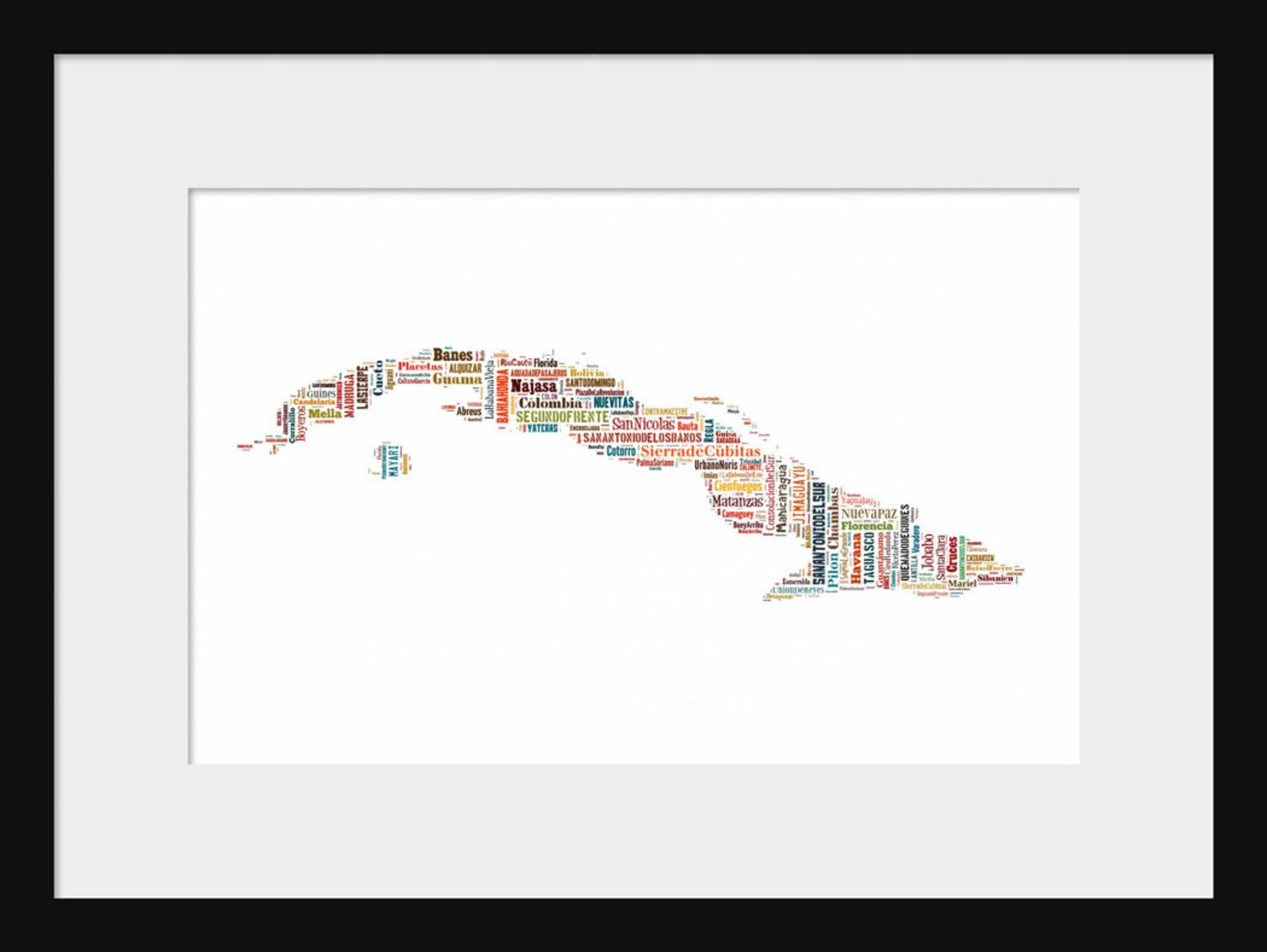 Cuba Map Typography Map Poster Print Text Color Map - Etsy