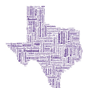 Texas Typography Map Poster Print - Etsy