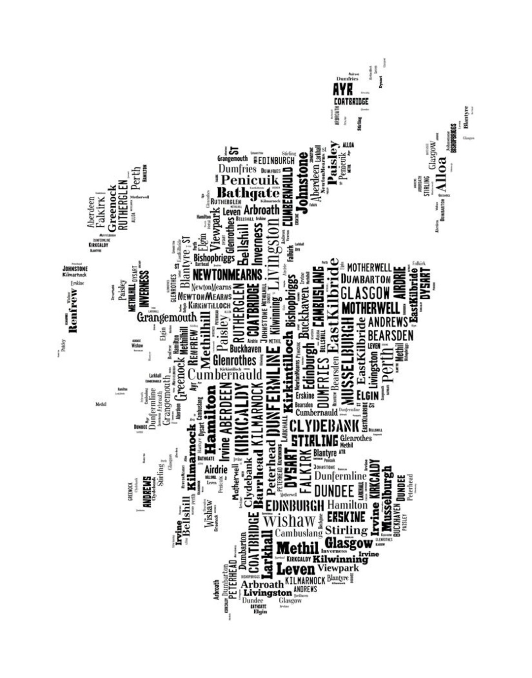 Scotland United Kingdom Map Typography Map Poster Print Text - Etsy