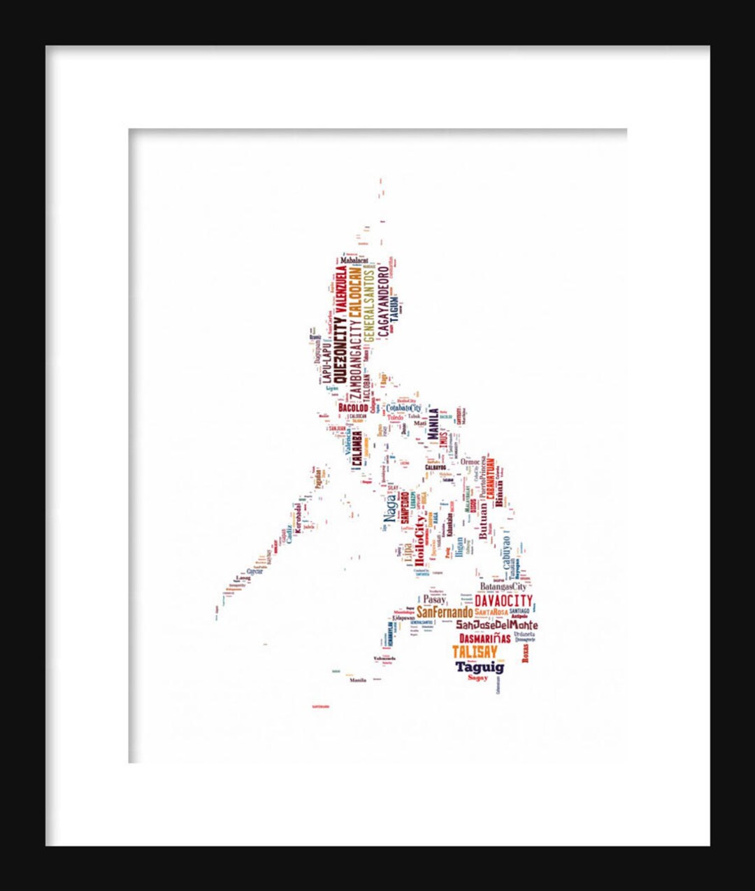 Philippines Map Typography Color Map Poster Print Text Map - Etsy