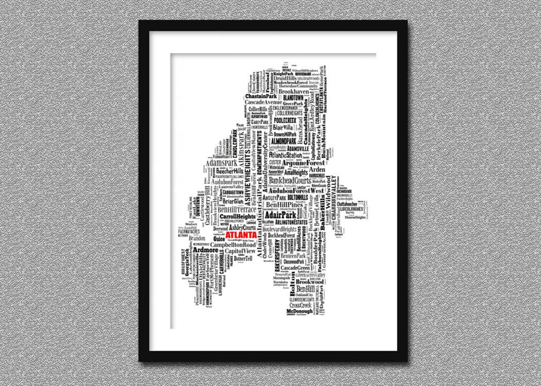 Atlanta Map Typography Map Poster Print - Etsy