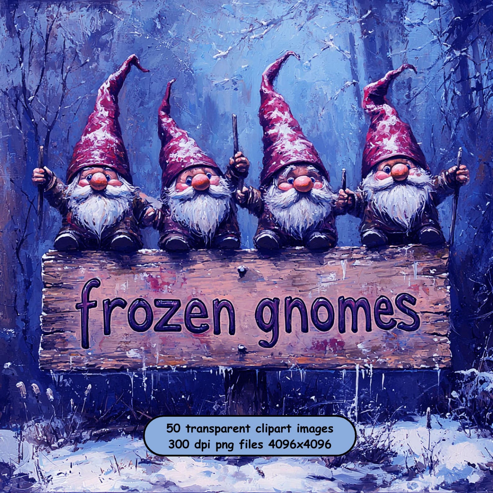 Frozen Gnomes Clipart Bundle | Snowy Winter Theme PNG | Cute Nordic ...