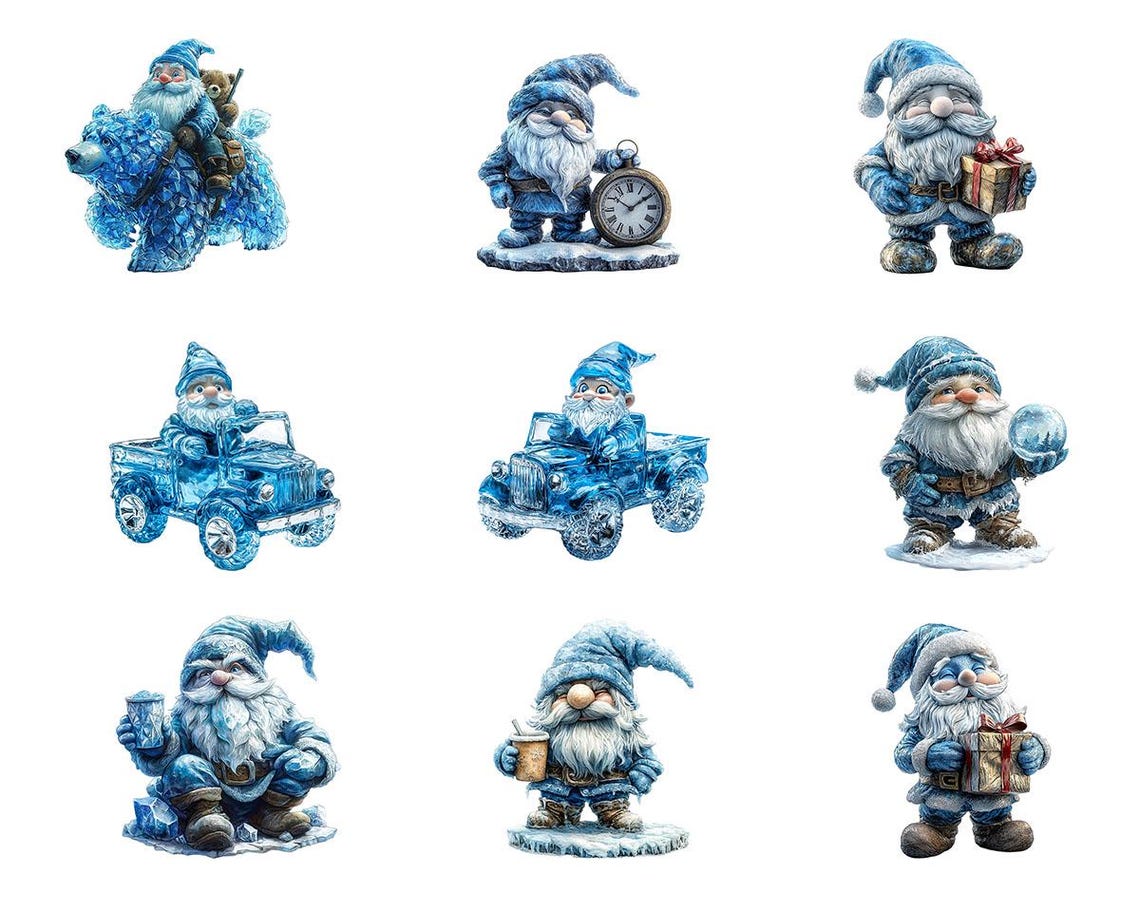 Frozen Gnomes Clipart Bundle | Snowy Winter Theme PNG | Cute Nordic ...