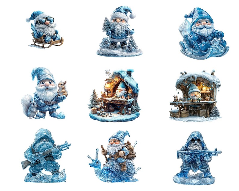 Frozen Gnomes Clipart Bundle | Snowy Winter Theme PNG | Cute Nordic ...