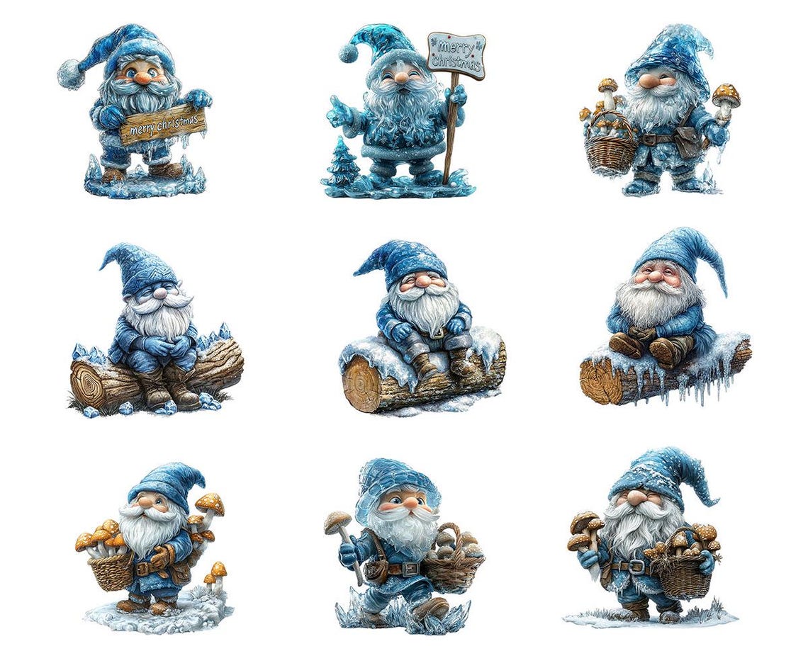 Frozen Gnomes Clipart Bundle | Snowy Winter Theme PNG | Cute Nordic ...