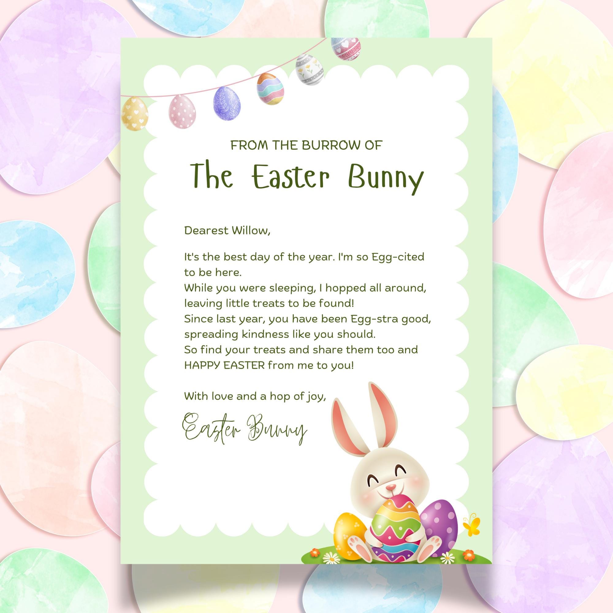 Personalized Easter Bunny Letter | Printable Kids’ Easter Surprise ...