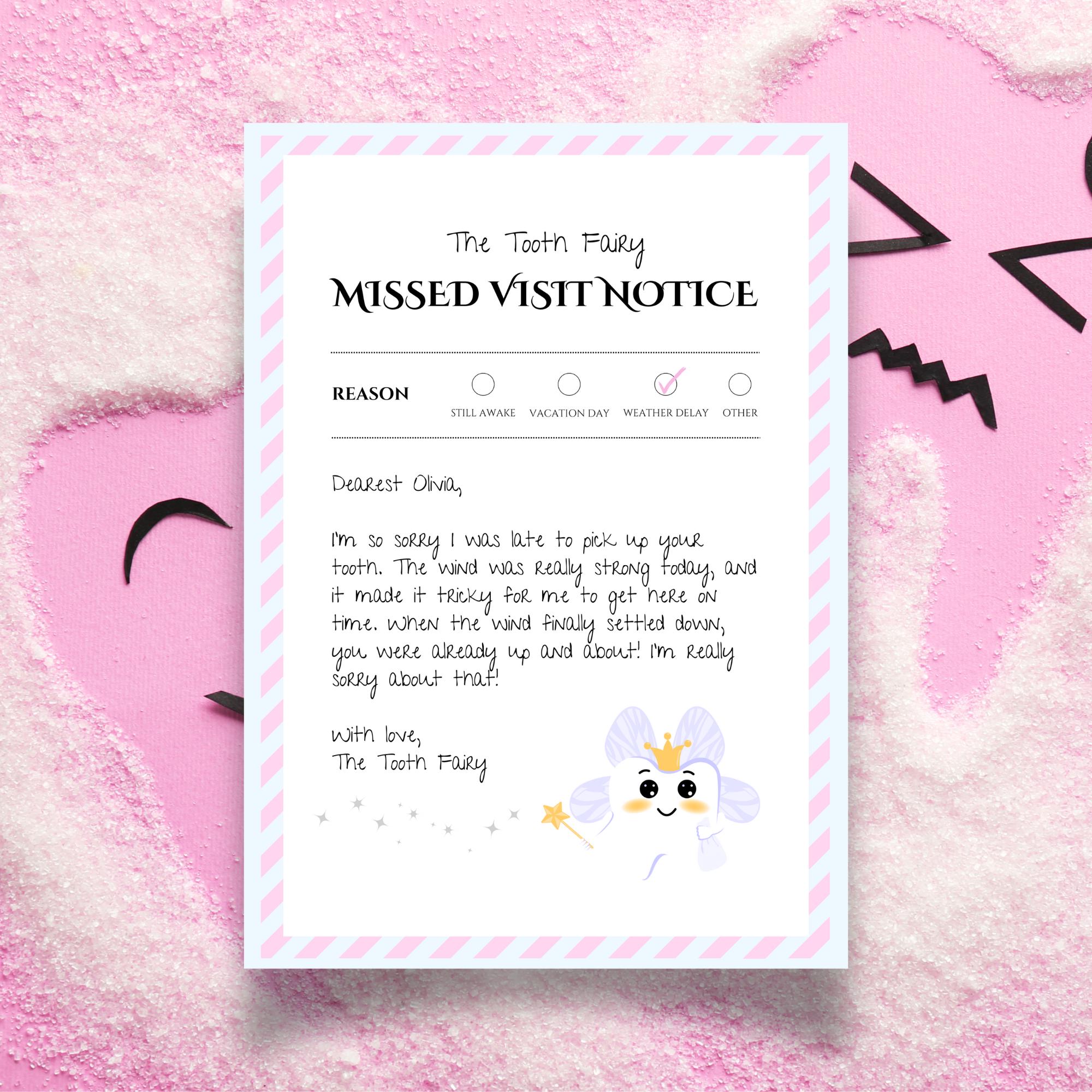Printable Tooth Fairy Apology Letter | Editable Sorry I'm Late Note ...