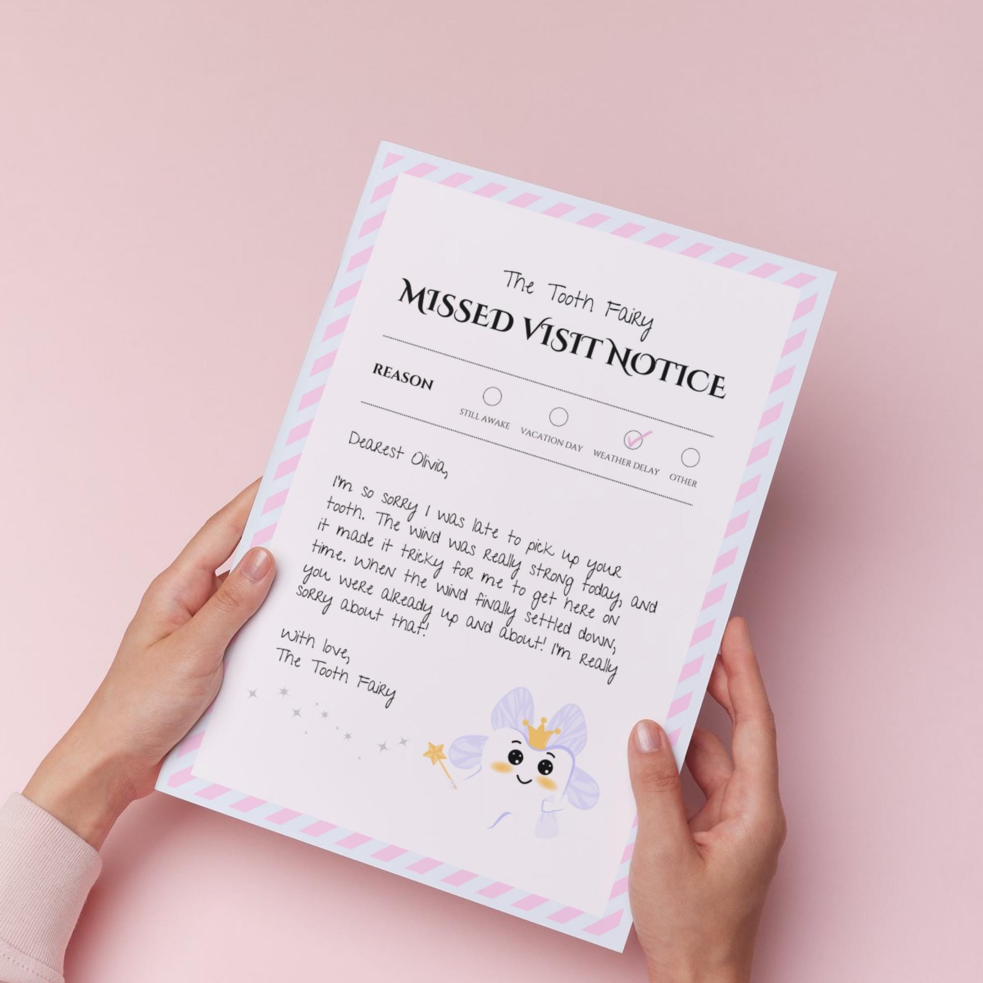 Printable Tooth Fairy Apology Letter | Editable Sorry I'm Late Note ...