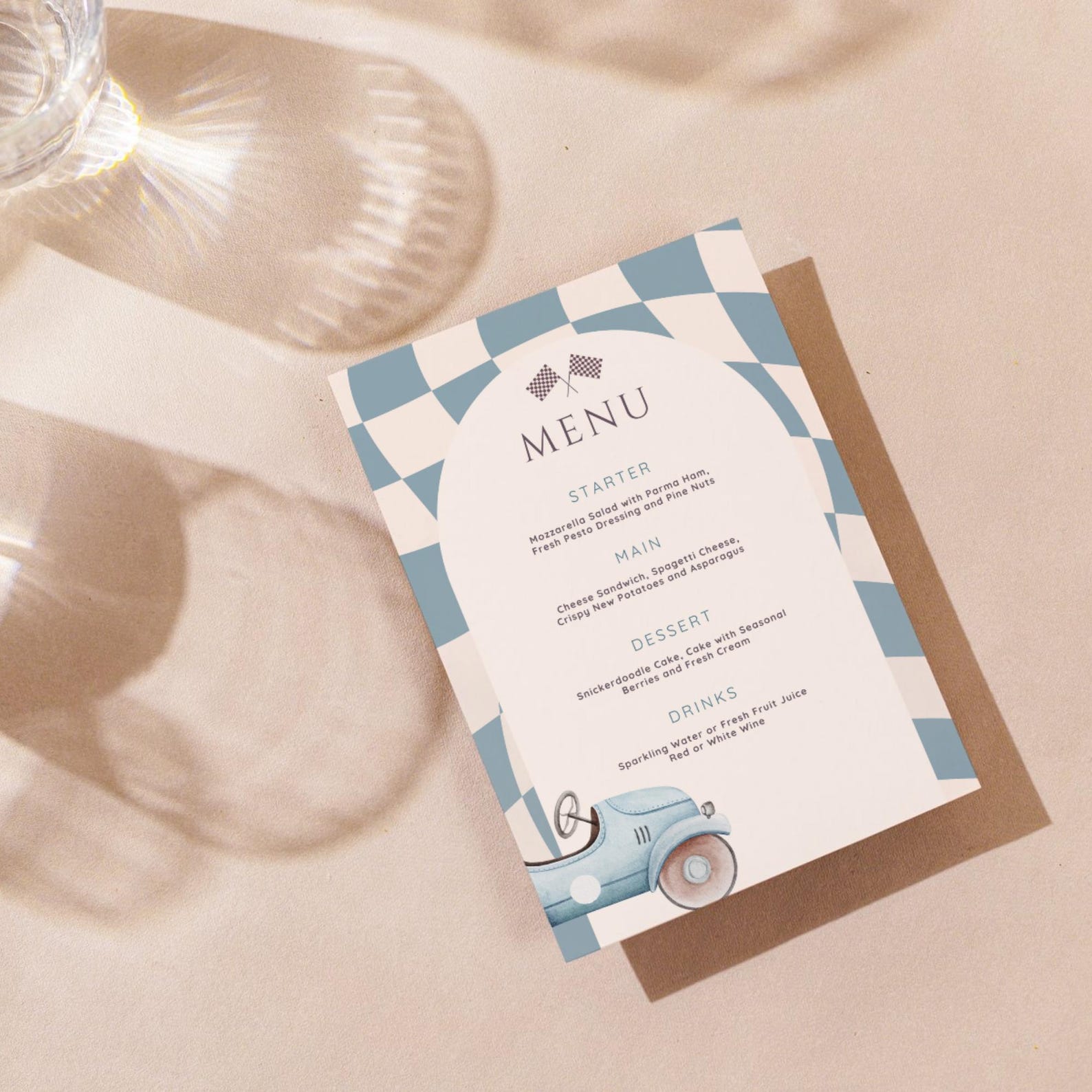 Race Car Party Menu | Editable Canva Template | Printable Racing Theme ...
