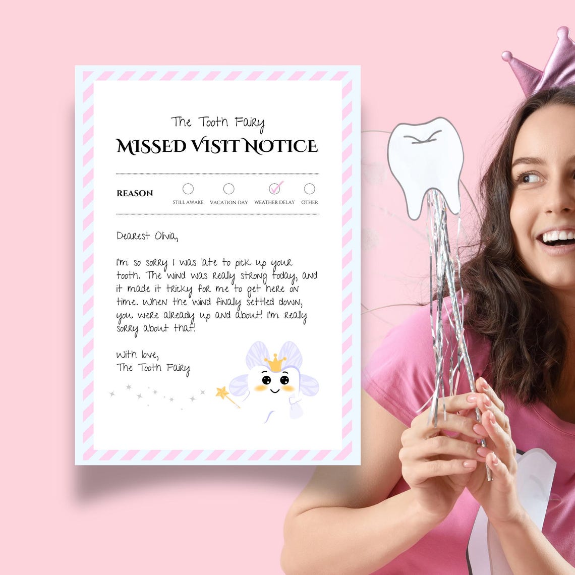 Printable Tooth Fairy Apology Letter | Editable Sorry I'm Late Note ...